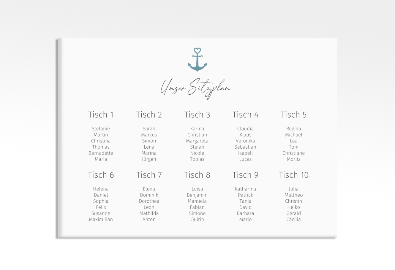 Sitzplan Leinwand Hochzeit "Ankerliebe", 70 x 50 cm Leinwand